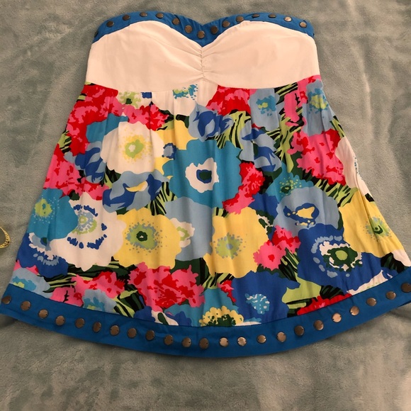 TCEC | Tops | Tcec Floral Strapless Top With Stud Details Size S | Poshmark